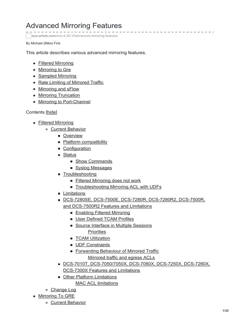 Advanced Mirroring Features | PDF | I Pv6 | Internet Protocols