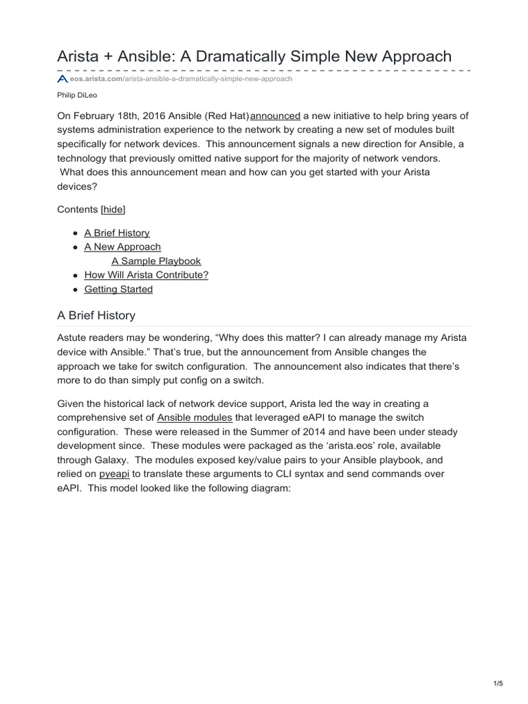 Arista Ansible A Dramatically Simple New Approach | PDF | Command Line Interface | Software ...