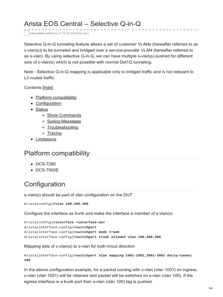 Arista EOS Central Selective Q-in-Q | PDF | Network Architecture | Software