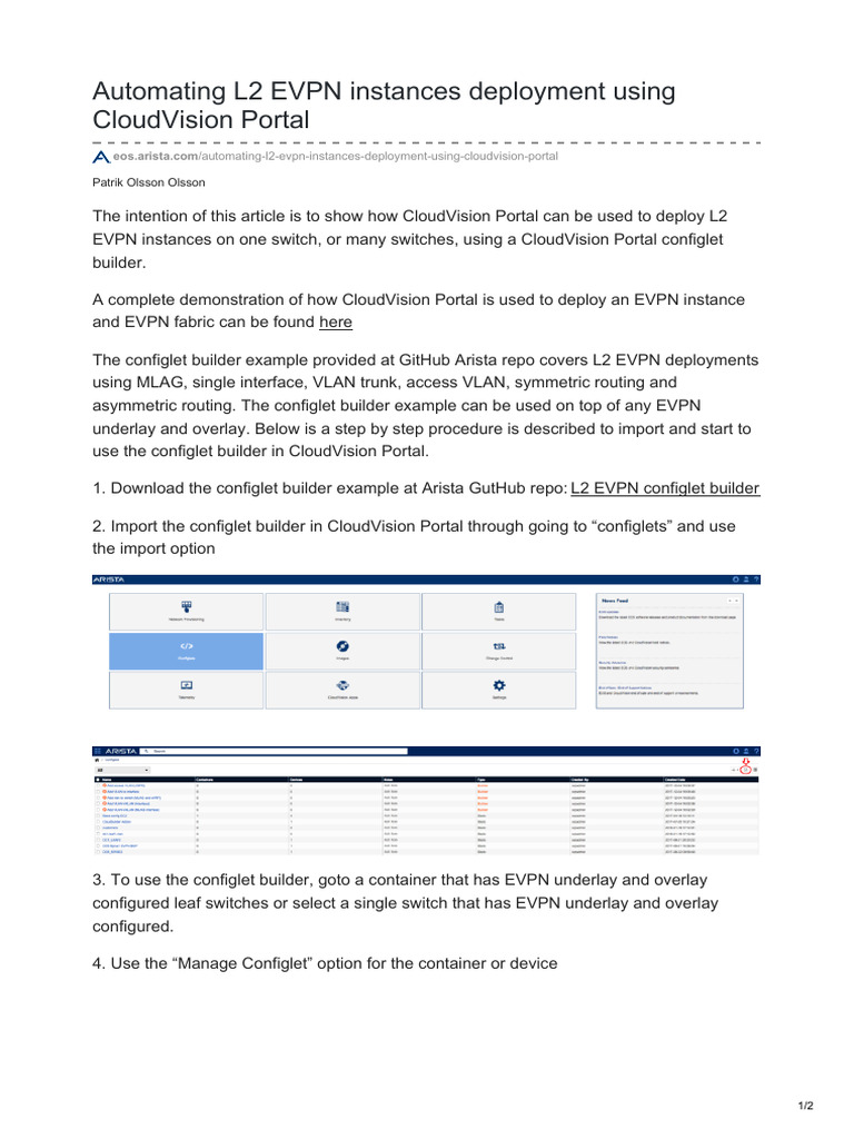 L2 EVPN Deployment with CloudVision | PDF