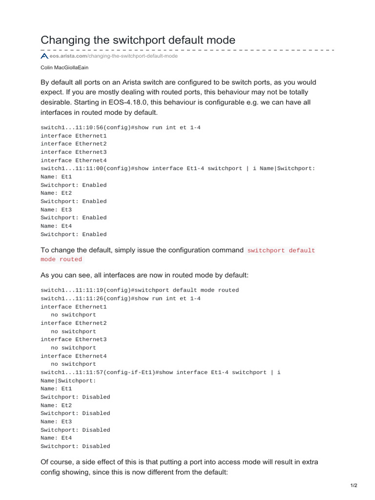 Changing The Switchport Default Mode | PDF | Computing | Computer ...