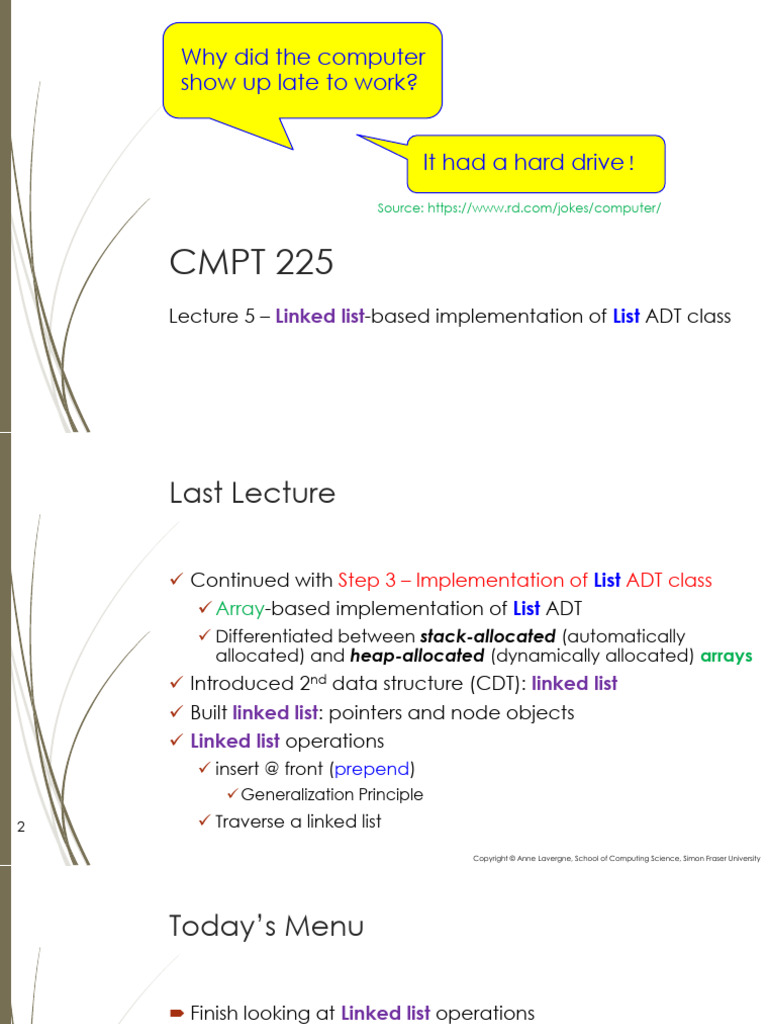 Lecture 5 List ADT Linked List | PDF | Computer Programming | Algorithms And Data Structures