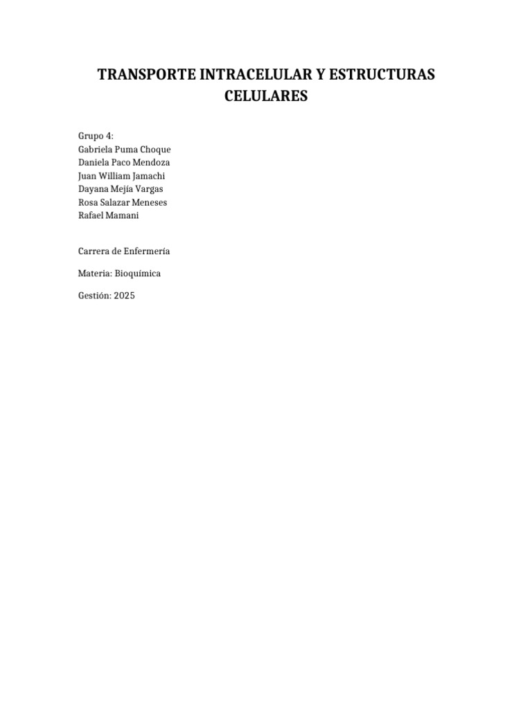 Informe Transporte Intracelular Grupo4 | PDF | La matriz extracelular ...