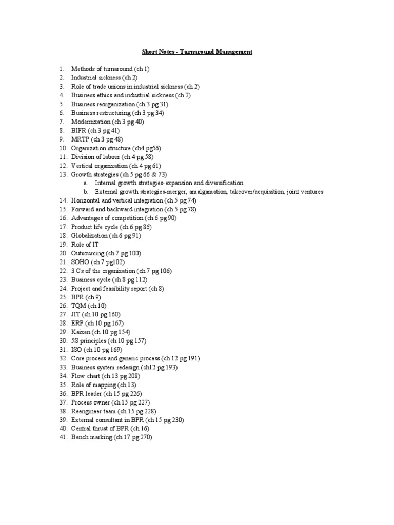 Turnaround Management Overview | PDF | Business | Technology & Engineering