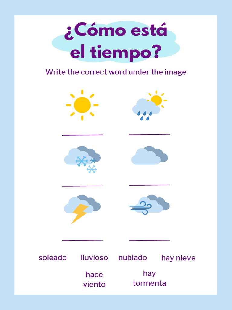 Weather in Spanish Vocabulary - Worksheet | PDF