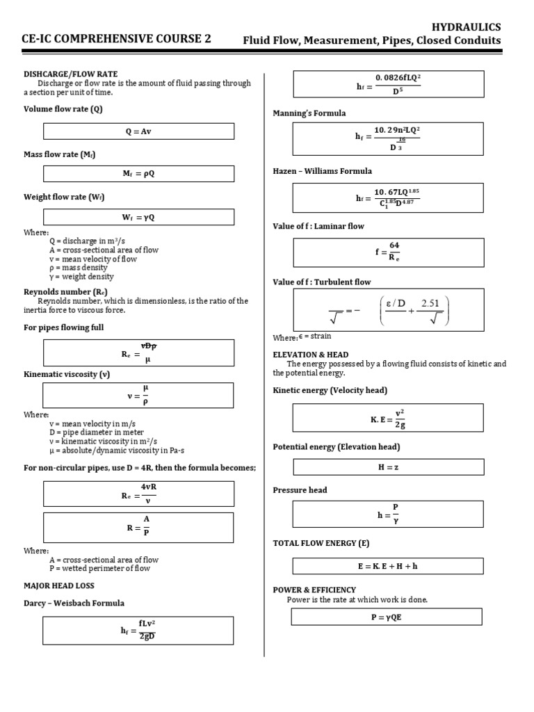 Week 5 Fluid Flow Measurement Pipes Conduits | PDF | Reynolds Number ...