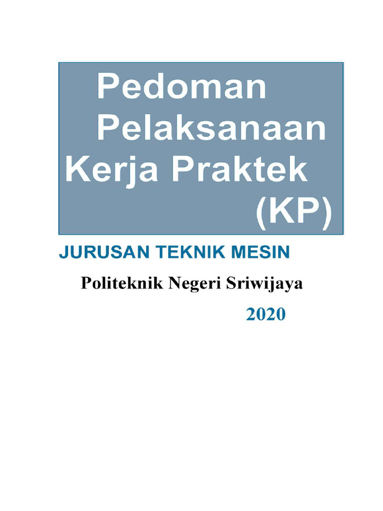 PEDOMAN KP JURUSAN TEKNIK MESIN 2020 | PDF