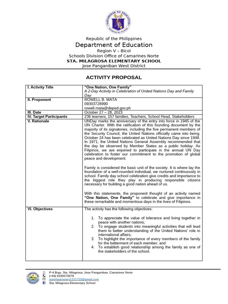 Sample Activity Proposal 1 | PDF