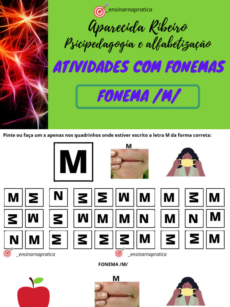 Apostila - Fonema M - Sequência de Atividades. | PDF | Fonema | Linguística