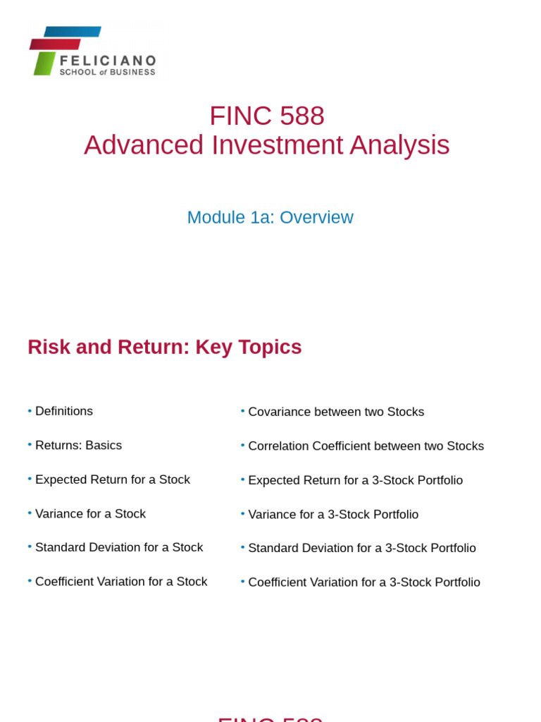 MBA FINC 588 Module 1 Revised - 7week | PDF | Descriptive Statistics ...