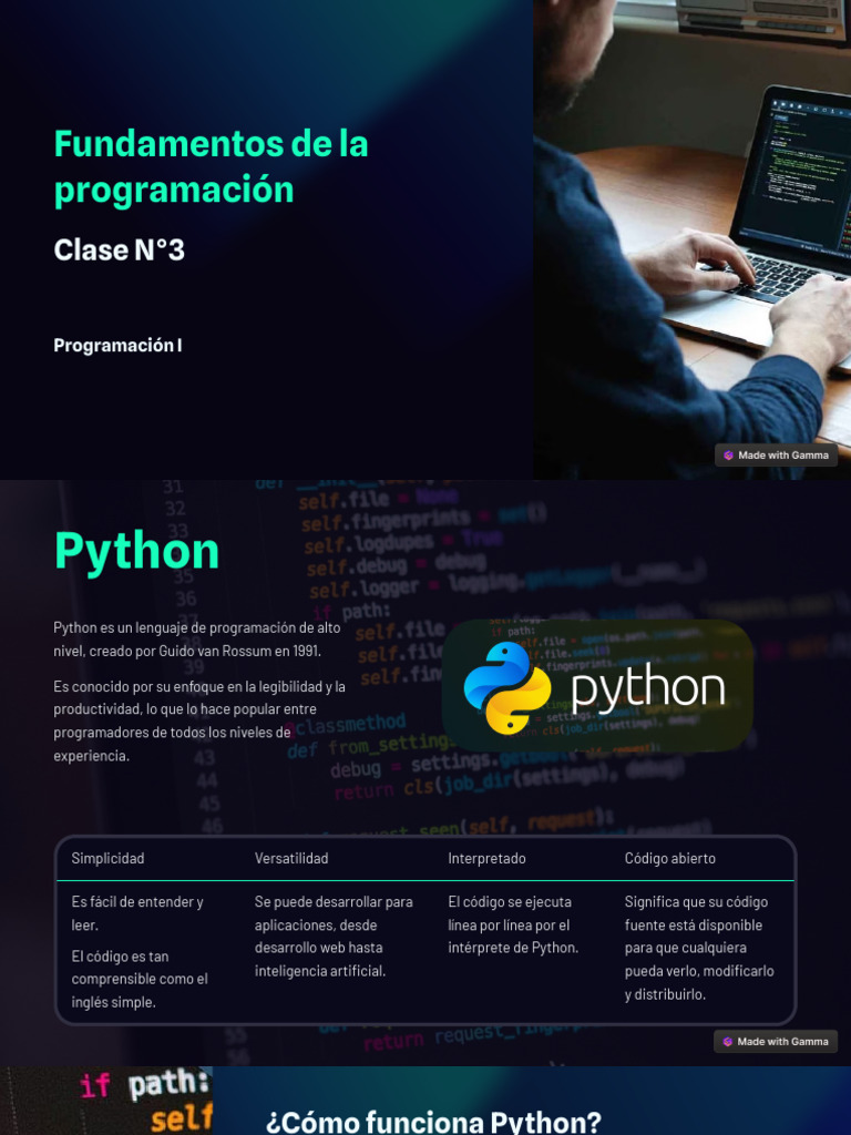 Clase N°3 - Presentación - Fundamentos de La Programación | PDF | Python (lenguaje de ...