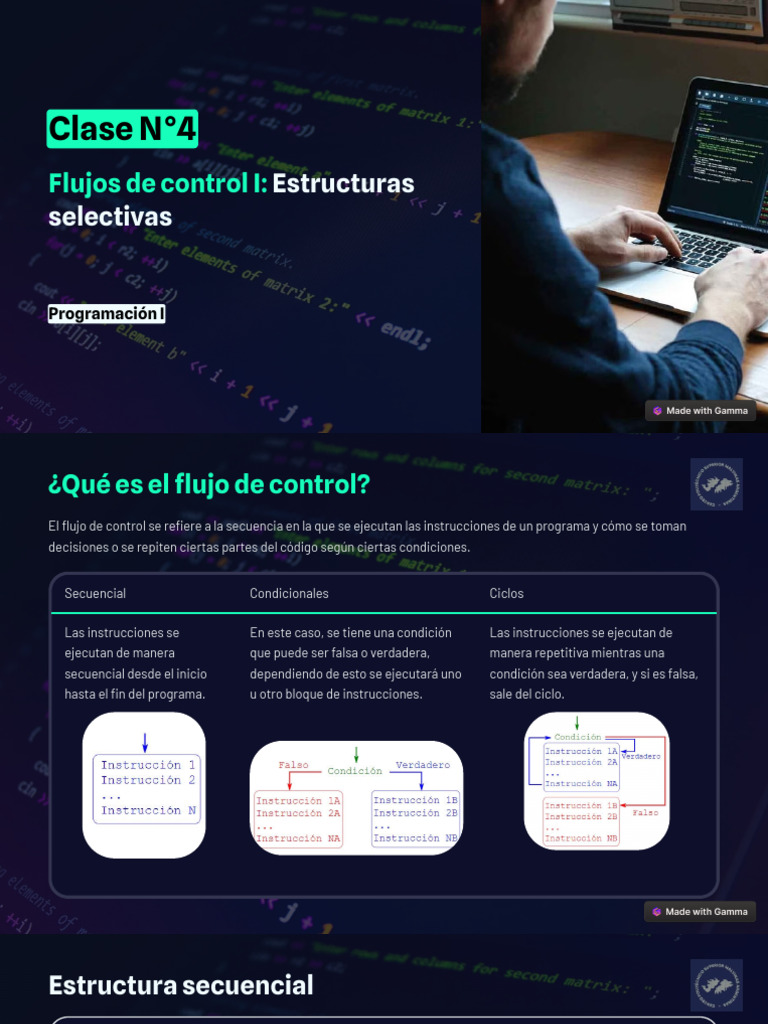 Clase 4 - Flujos de control I - Presentación | PDF | Flujo de control | Programa de computadora