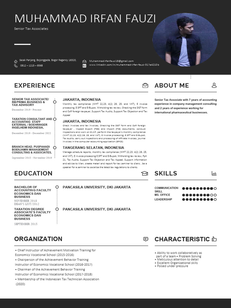 Muhammad Irfan Fauzi Supervisor Accounting & Tax Resume | PDF | Taxes | Economies