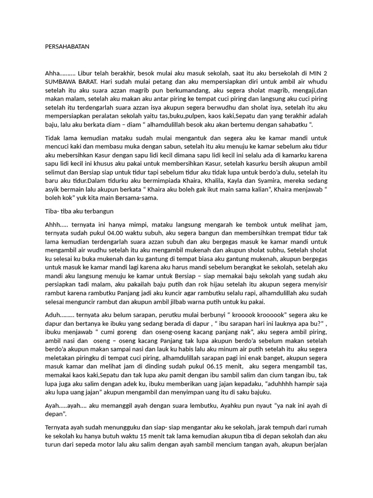 Cerpen Persahabatan Karya Aurorra | PDF