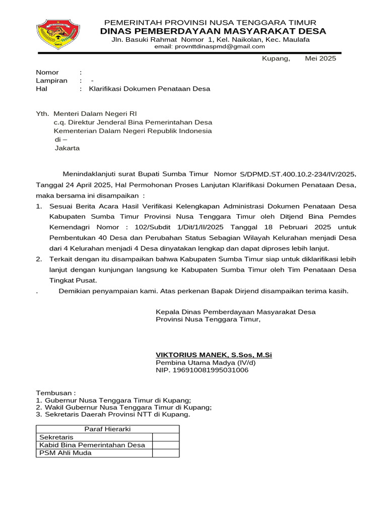 Surat Sumtim Dirjen | PDF