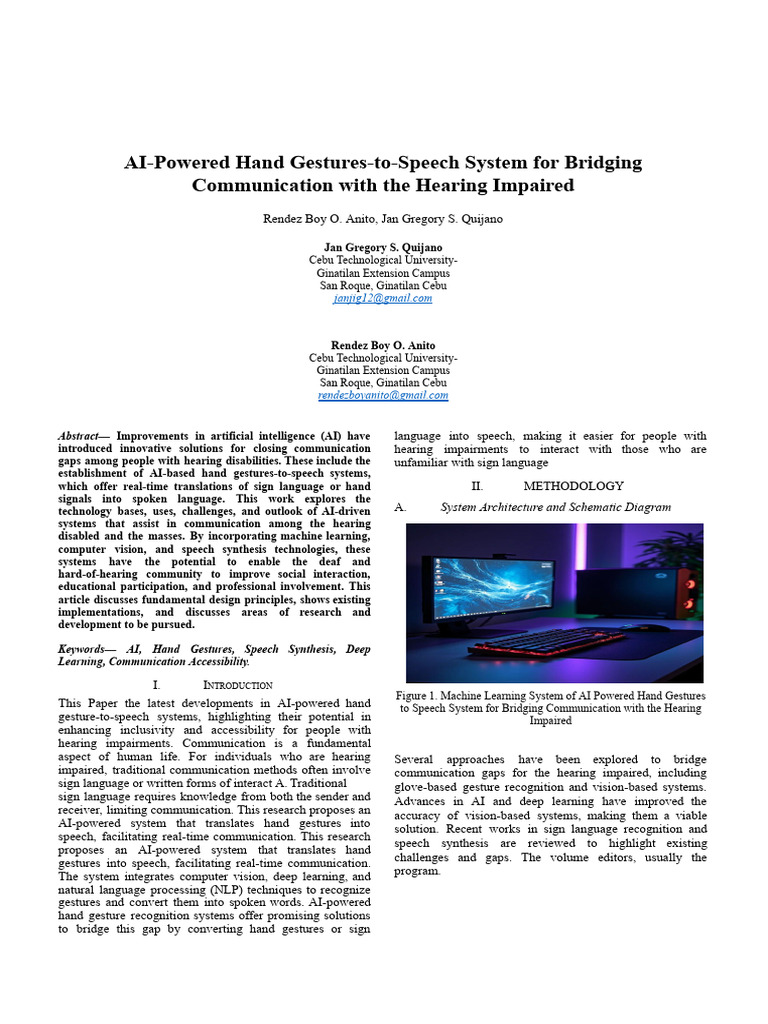 AI-Powered Hand Gestures-to-Speech System For Bridging Communication ...