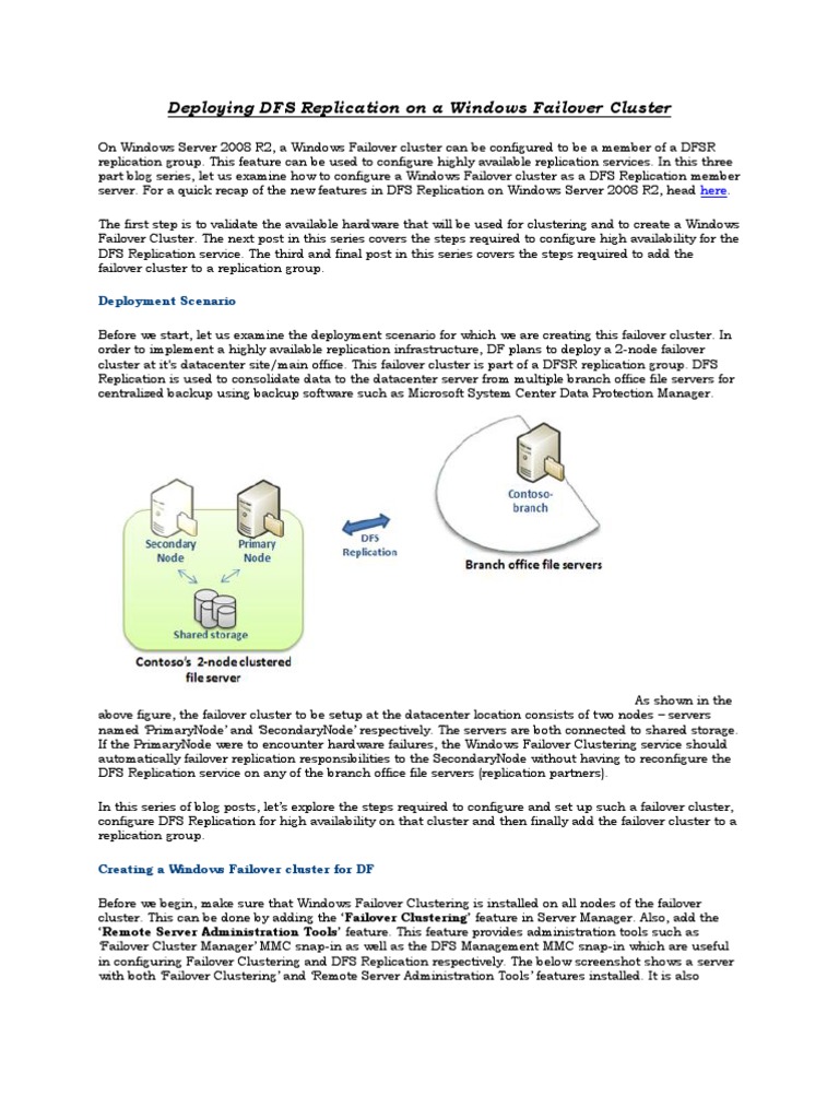 Deploying Dfs Replication On A Windows Failover Cluster Pdf Windows