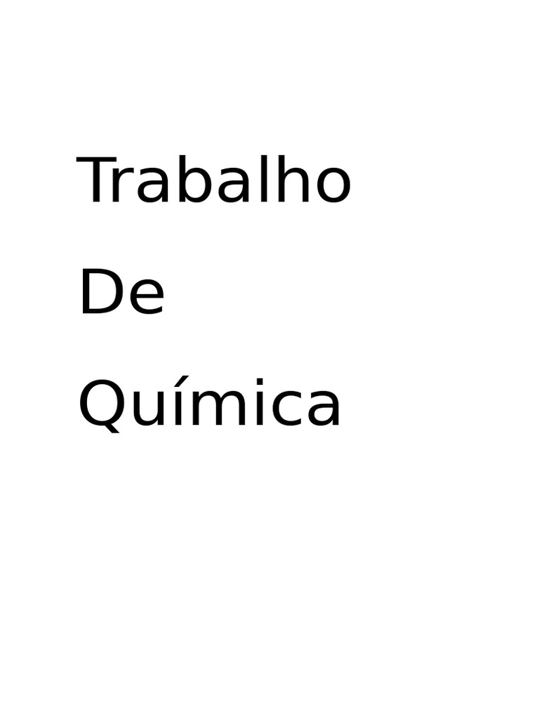 Capa Trabalho de Quimica | PDF