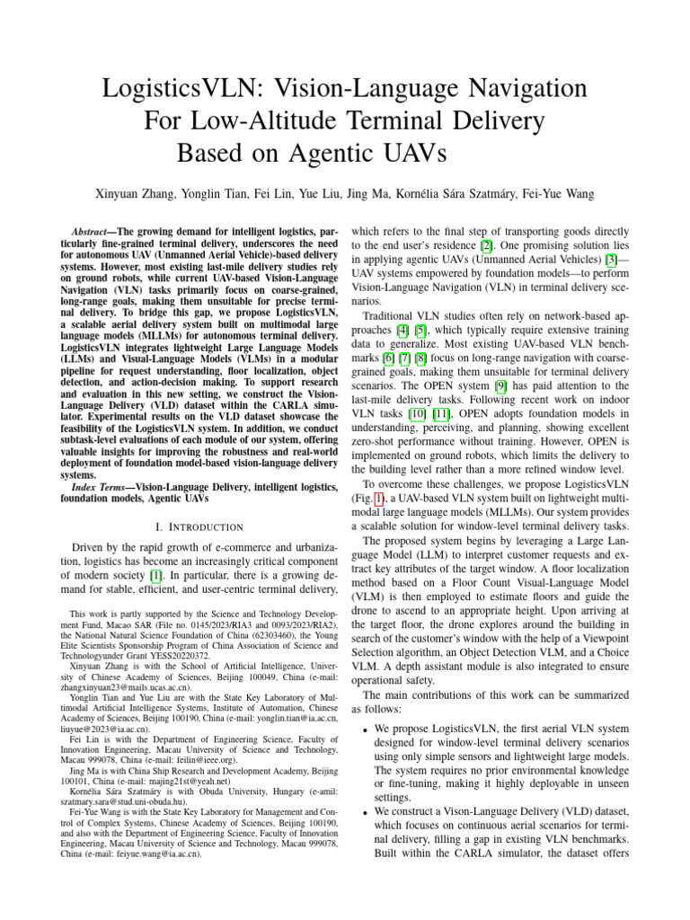 LogisticsVLN - Vision-Language Navigation For Low-Altitude Terminal ...