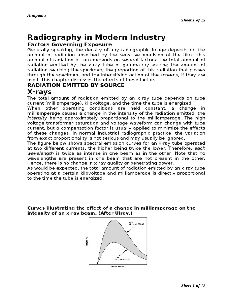 Factors Governing Exposure | PDF | Gamma Ray | Radiography