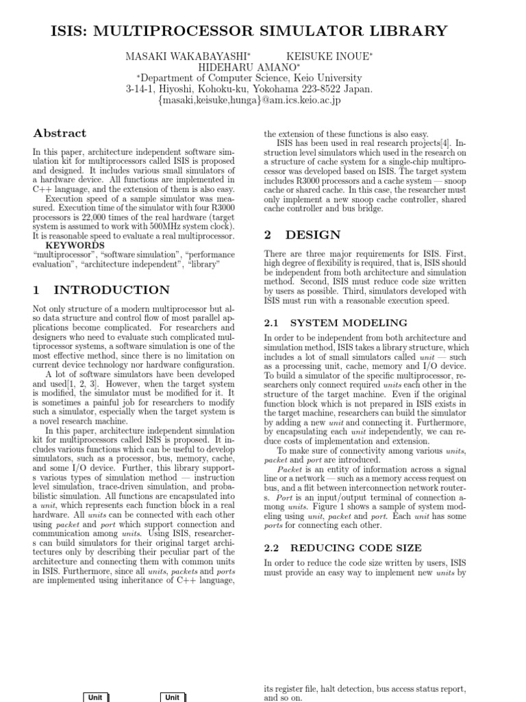 Isis: Multiprocessor Simulator Library | PDF | Central Processing Unit | Inheritance (Object ...