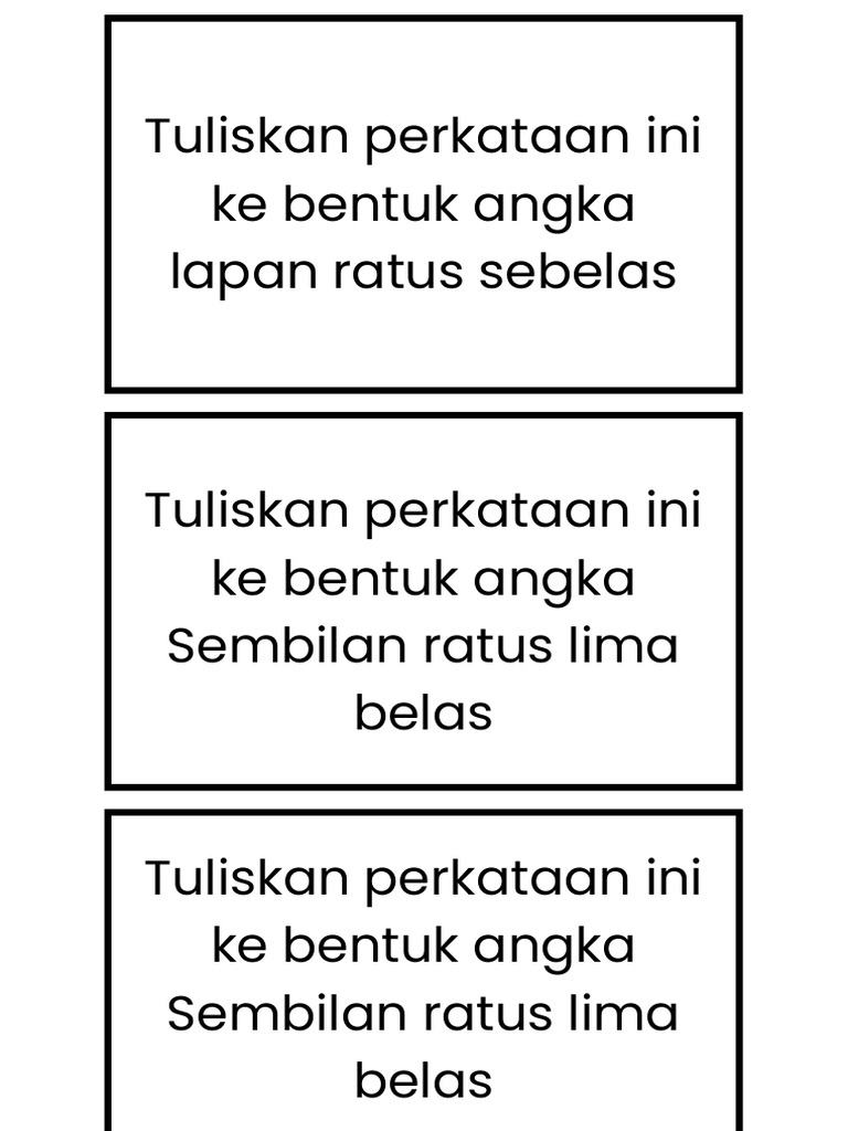 Tuliskan Perkataan Ini Ke Bentuk Angka PDF | PDF