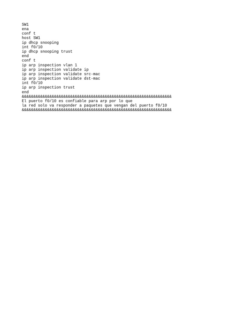 5 - Configuración DHCP Snooping and Inspección de ARP | PDF