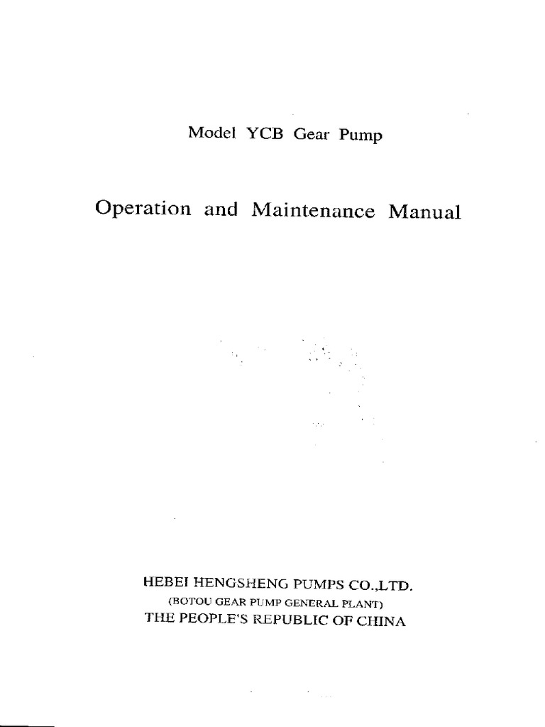 YCB Gear Pump O&M Manual | PDF