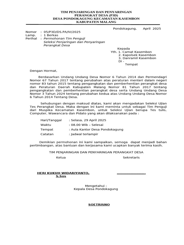 Permohonan Tim Penguji | PDF