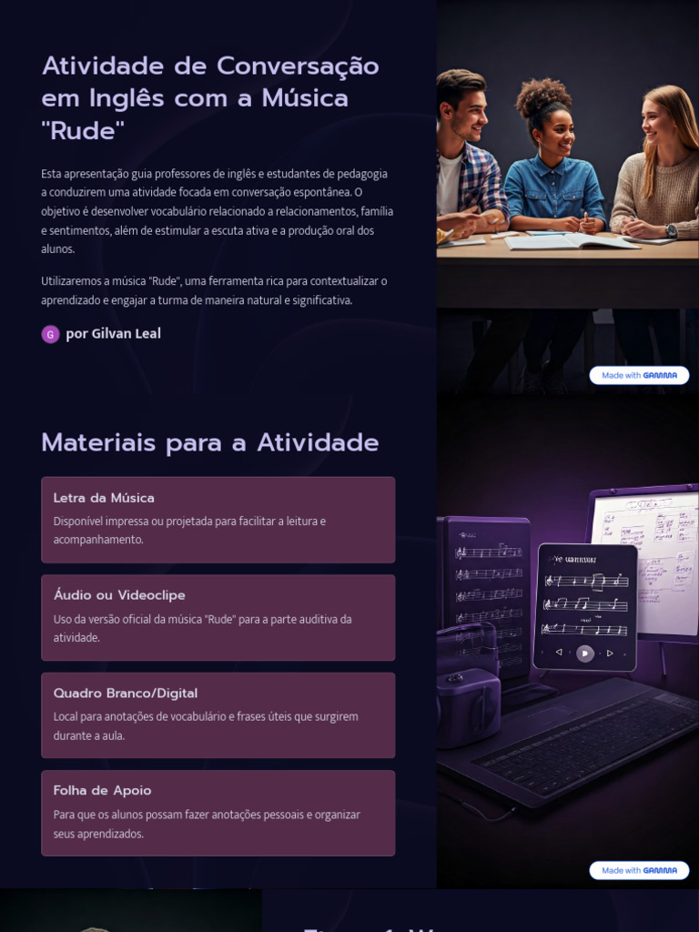 Atividade de Conversacao em Ingles Com A Musica Rude | PDF