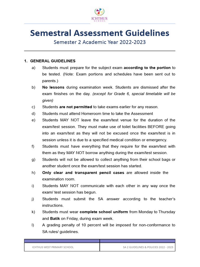 Student's Copy-SA2 Guidelines (2022-2023) | PDF | Academic Term