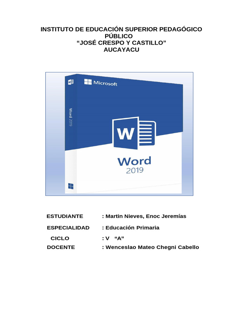 INSTITUTO DE EDUCACIÓN SUPERIOR PEDAGÓGICO PÚBLICO trabajo de word (4 ...