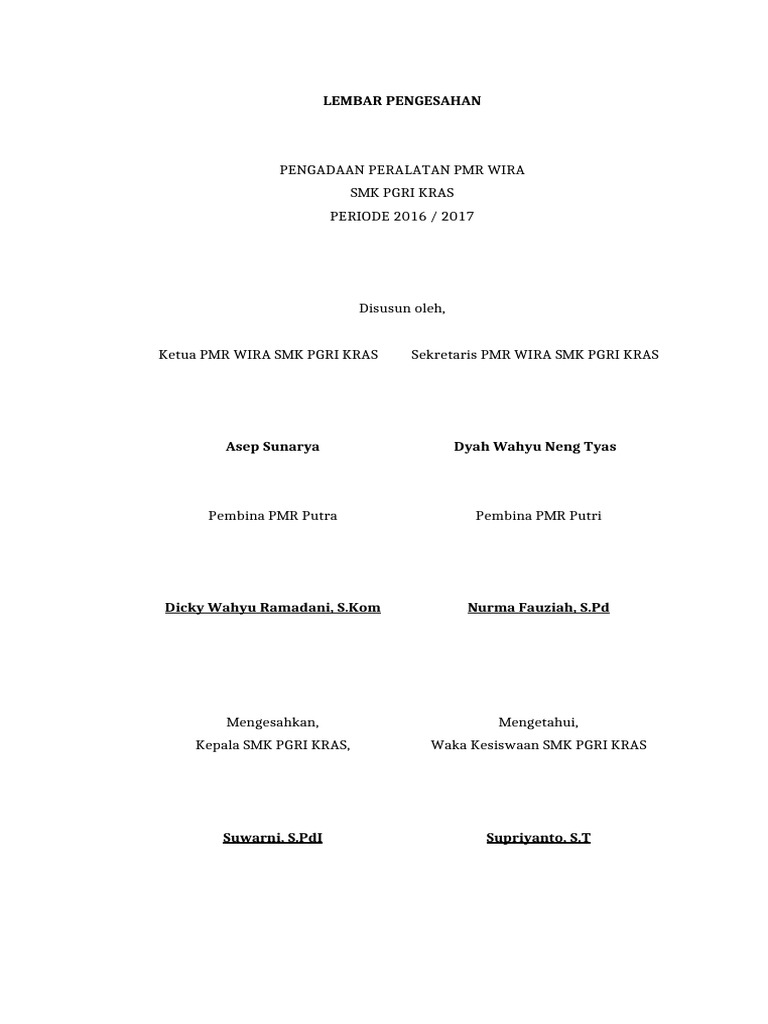 Pengadaan Alat PMR Wira SMK PGRI KRAS | PDF