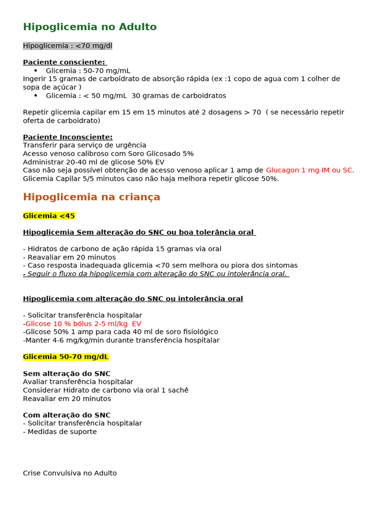 Hipoglicemia No Adulto | PDF