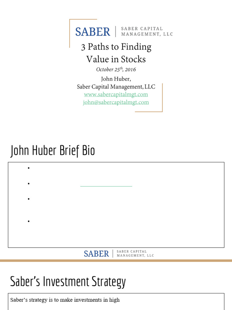 Three Paths To Finding Value Philadelphia 2016 | PDF | Arbitrage ...
