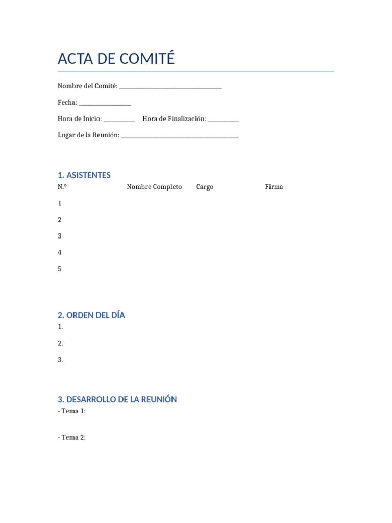 Formato Acta Comite | PDF
