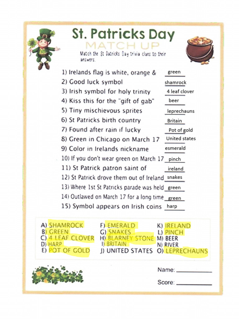 Saint Patrick's Day Words | PDF