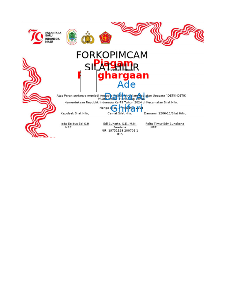 piagam CONTOH | PDF