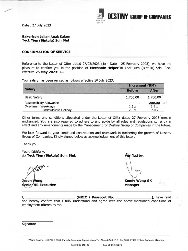 Confirmation - Bakerison (052023) | PDF
