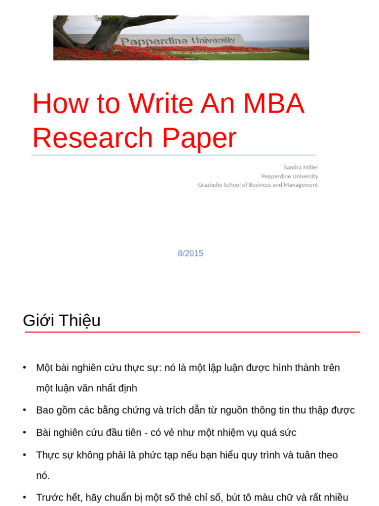 How To Write An MBA Research Paper | PDF