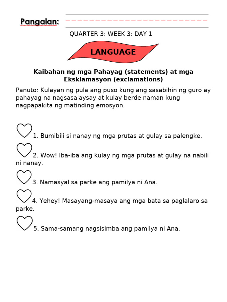 Worksheet Language q3 Week3 | PDF
