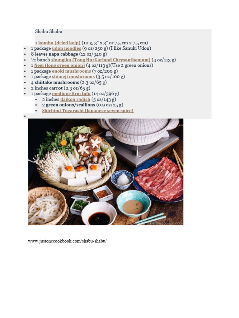Authentic Shabu Shabu Recipe Guide | PDF