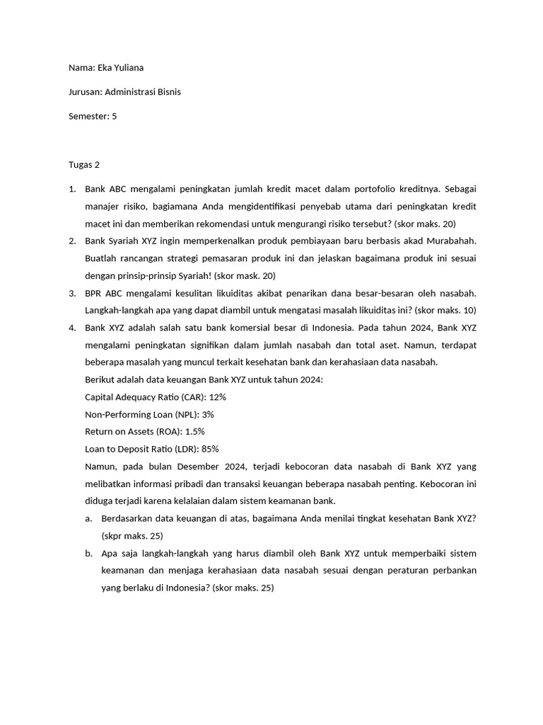 Tugas 2 Operasional Bank | PDF