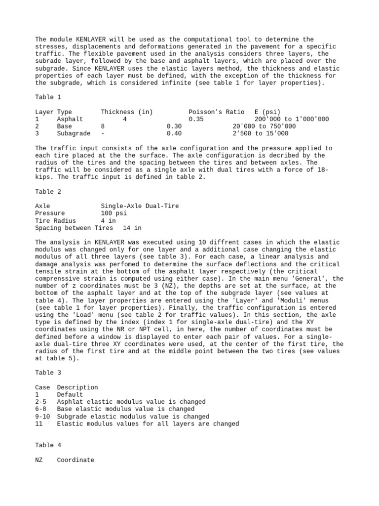 KENLAYER Pavement Stress Analysis | PDF | Young's Modulus | Elasticity ...