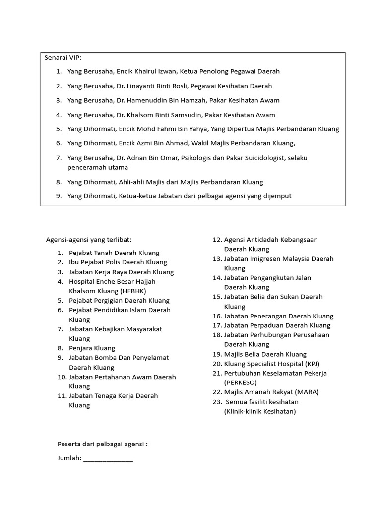 Senarai VIP Dan Flow Majlis | PDF
