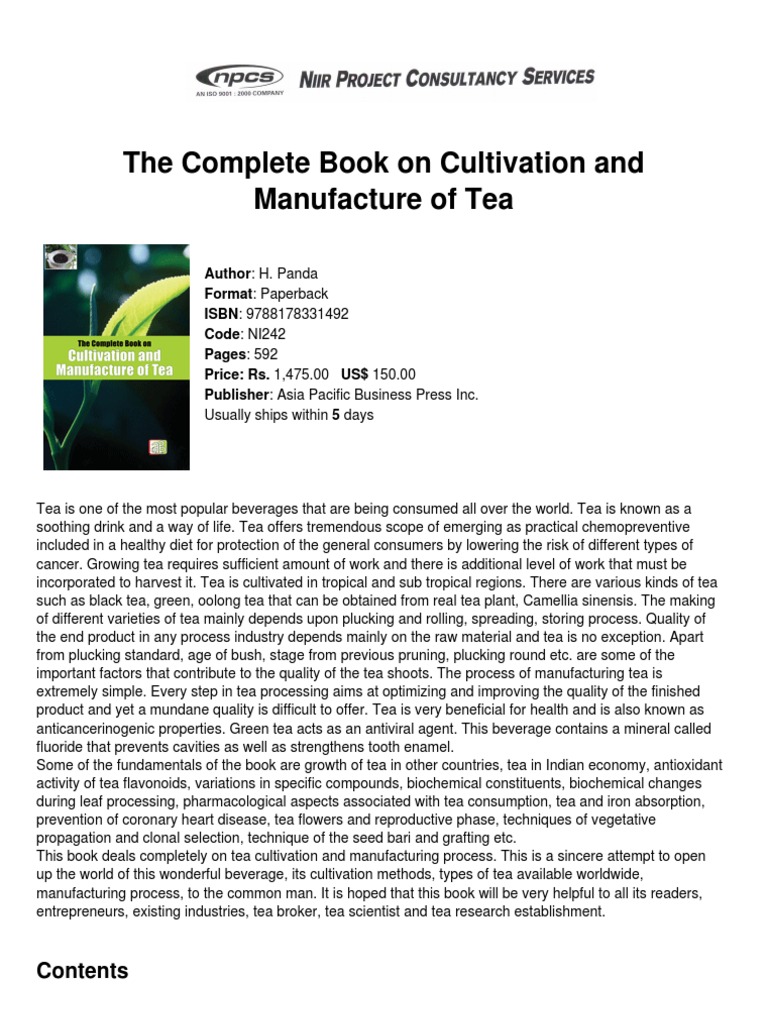 Tea Cultivation and Manufacturing Guide | PDF | Soil | Fertilizer
