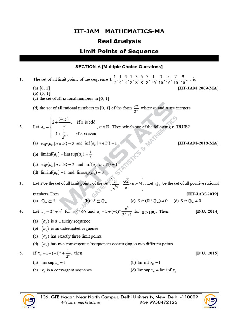 2-Limit Points of Sequence (1) | PDF | Limit (Mathematics) | Sequence
