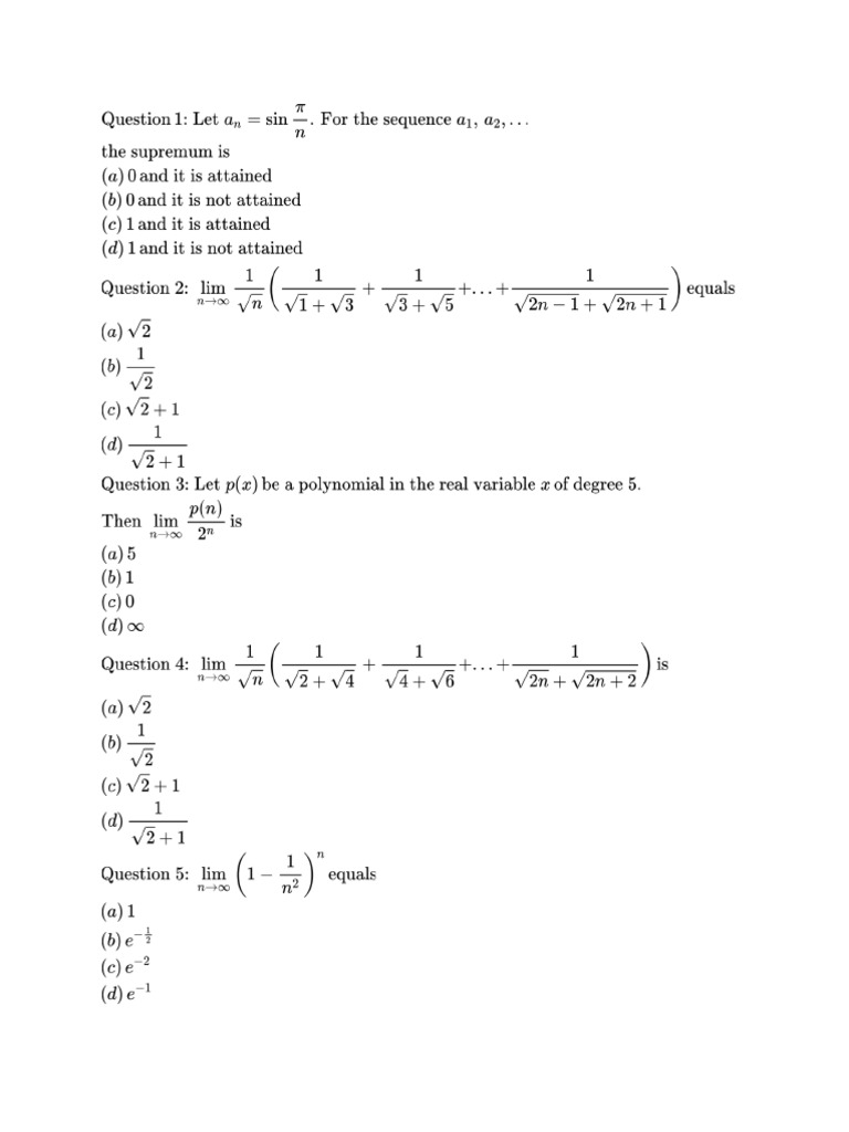 Sequence of Real Numbers (Assignment-1) | PDF
