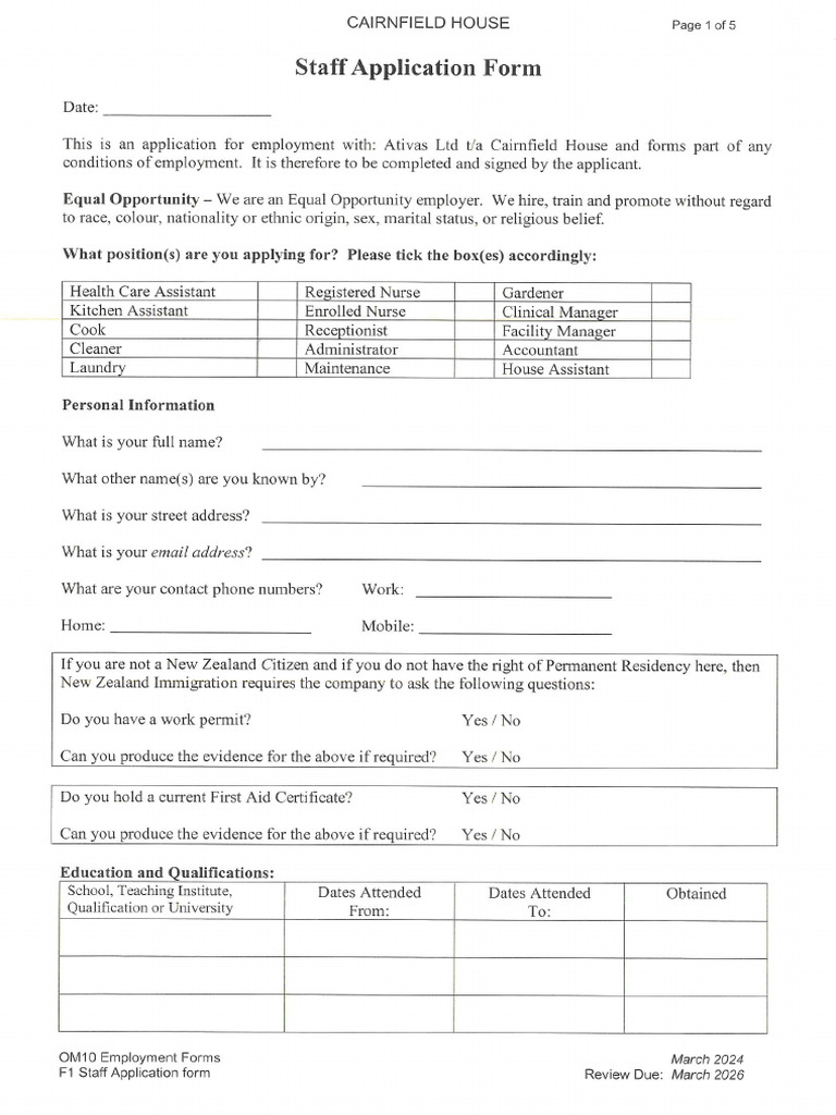 Application Form May 2025 New Zealand | PDF
