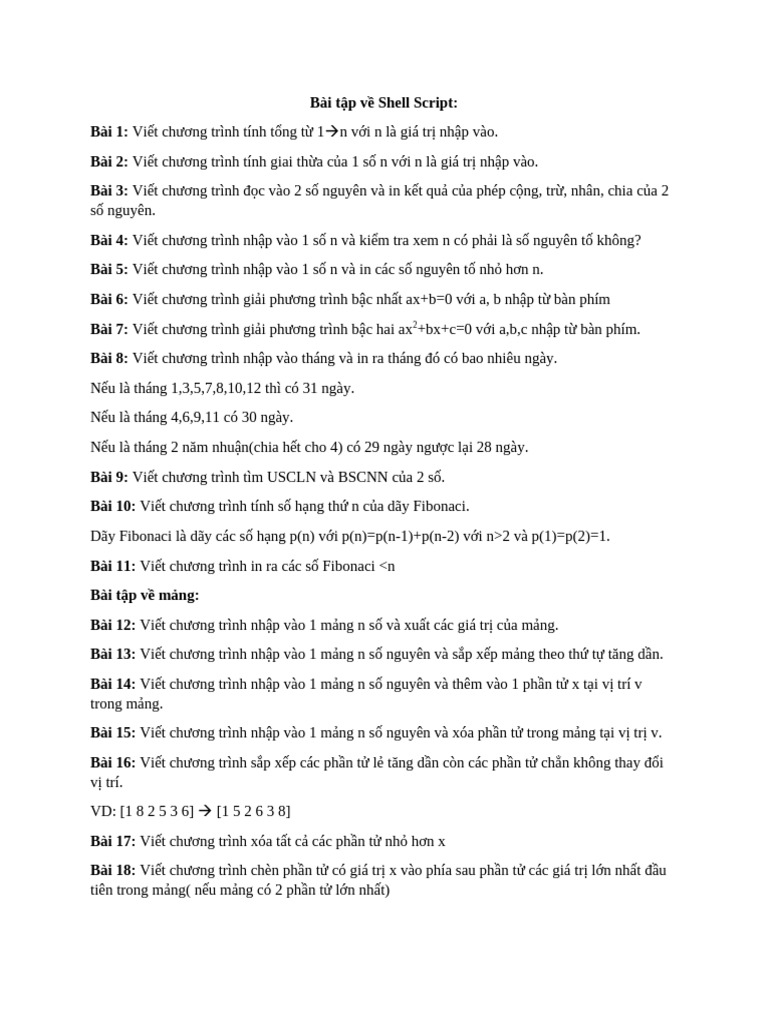 Bài Tập Về Shell Script | PDF